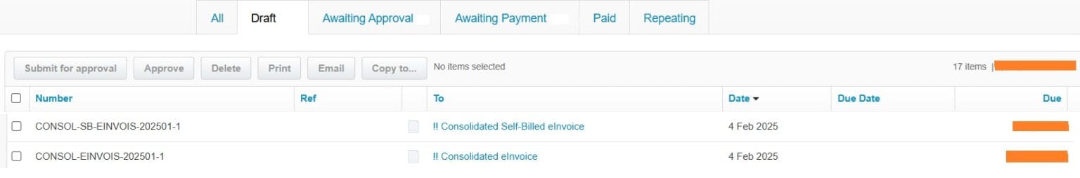 10 Steps Consolidated E-Invoices Submission Process in Xero
